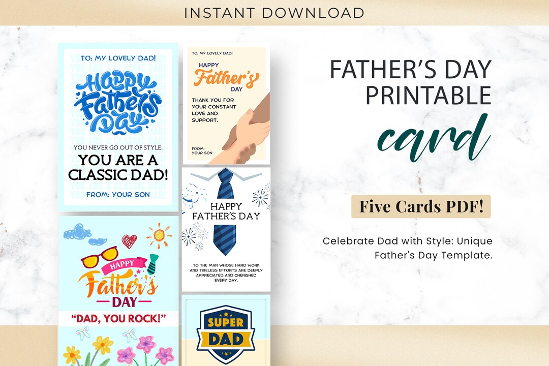 Printable Happy Father's Day Card, Greeting Card for Dad, Happy Father ...