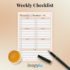 Editable Weekly Checklist Printable Planner Pdf, Weekly Routine ...