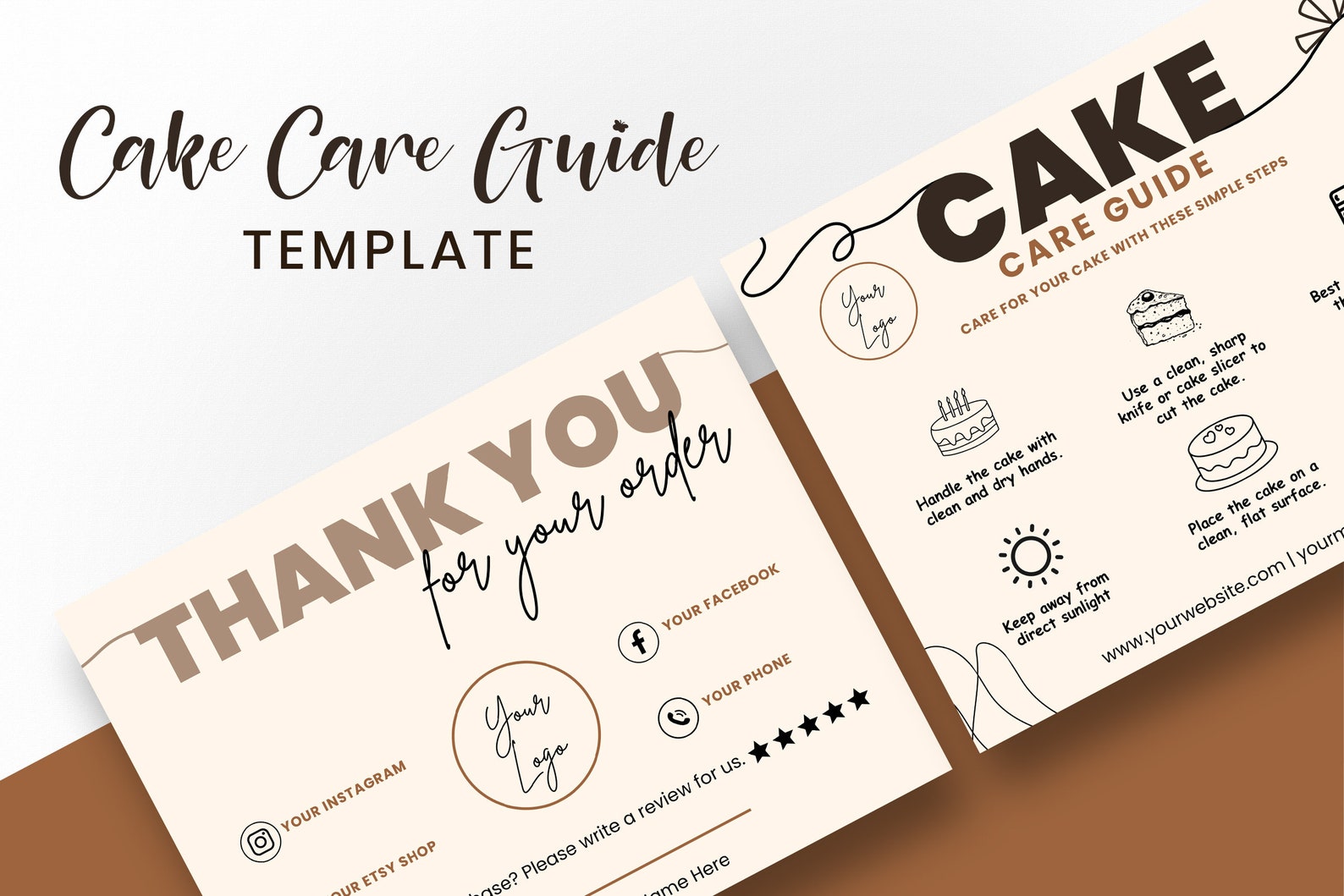 Cake Care Instruction Guide Editable Template, Cake Care Instructions ...