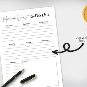 Weekly Planner Pdf, to Do List Template, Daily Checklist, Printable ...