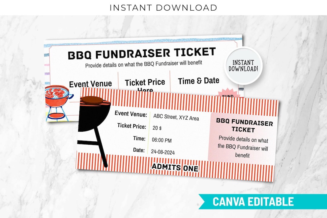 BBQ Fundraiser Ticket Template, Editable Event Flyer (printable) - Etsy