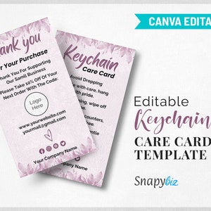 Editable Keychain Care Card Template Printable Keychain Care - Etsy