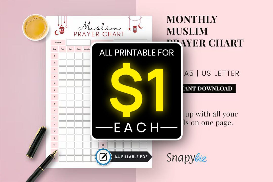 Printable Islamic Kids Salah Tracker, Daily Salah Prayer Tracker, Salah ...