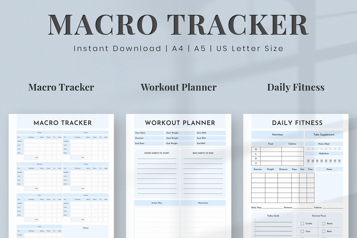 Macro Tracker Printable Planner Macro Tracker and Calorie - Etsy
