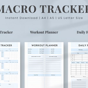 Macro Tracker Printable Planner Macro Tracker and Calorie Counter ...