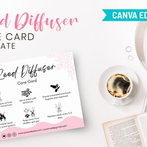 Reed Diffuser Care Card Canva Template, Editable Reed Diffuser Care ...