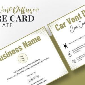 Editable Car Vent Diffuser Care Card Template and Instructions ...