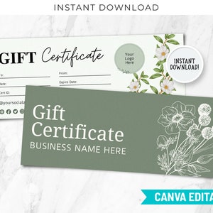 Editable and Printable Minimal Gift Certificate Template Gift - Etsy