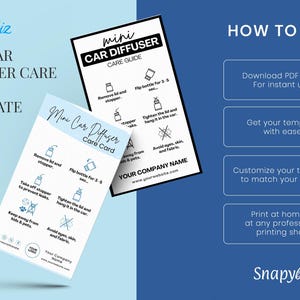 Printable Car Diffuser Care Guide Instructions Card Canva Templates ...