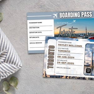 Toronto Surprise Trip Reveal Gift Ticket Printable Template ...