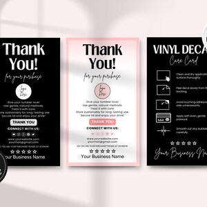 Editable Vinyl Decal Care Guide Card Business Template, Printable Vinyl ...