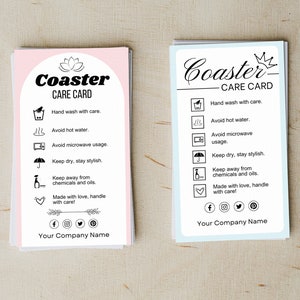 Car Coaster Care Card Template: Editable Canva Instructions (2x3.5 ...