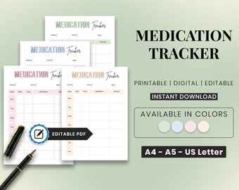 Printable Medication Tracker, Editable Medication and Supplement ...