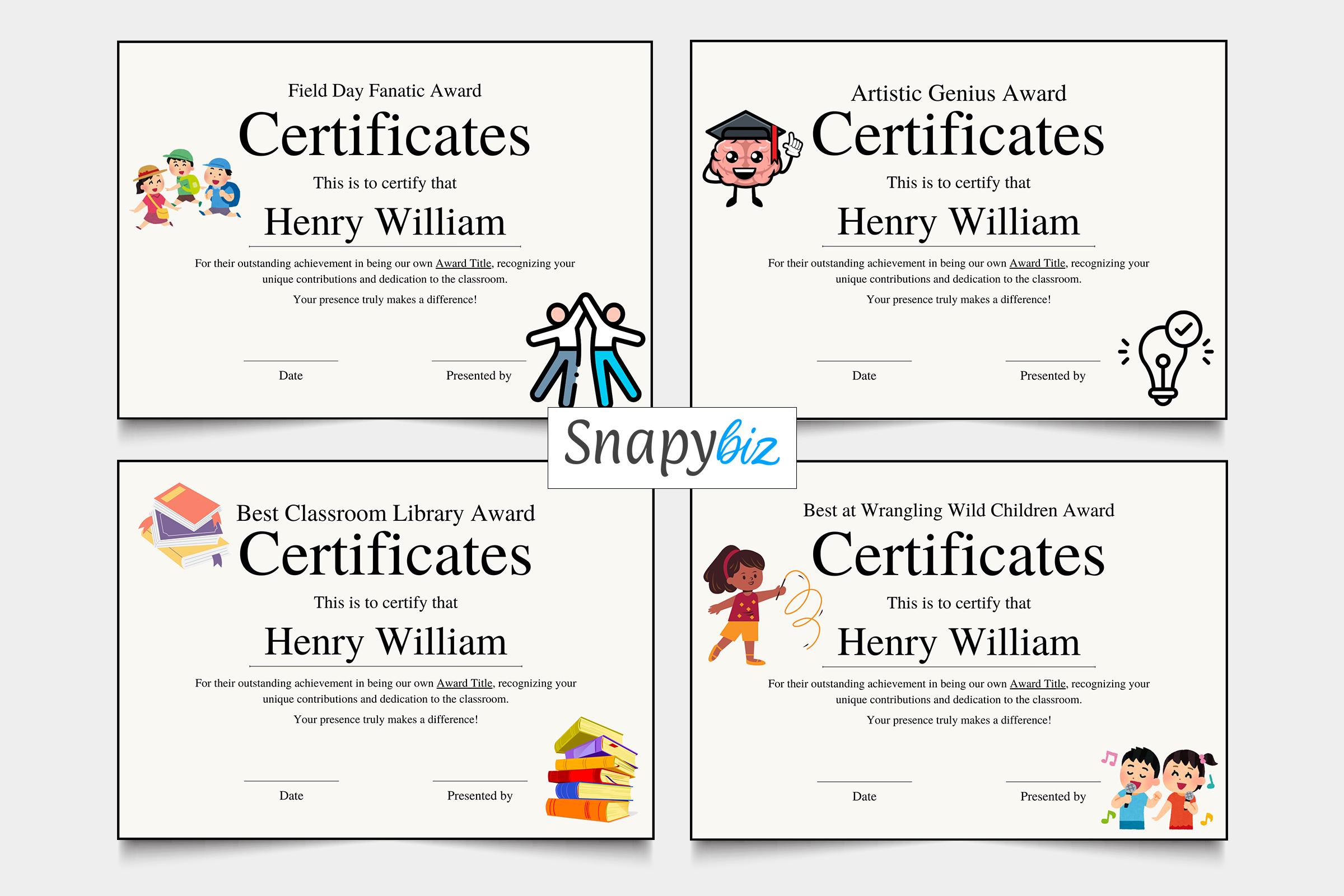 Funny Teacher Award Certificates | Editable Canva Bundle End of Year ...