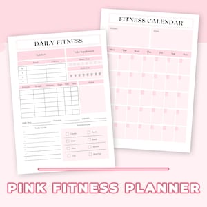 Pink Fitness Printable Planner Bundle Pink Planner Printable A4 Fitness ...