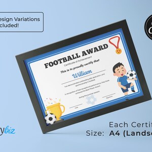 Editable Football Award Certificates Award Ceremony Certificates End of ...