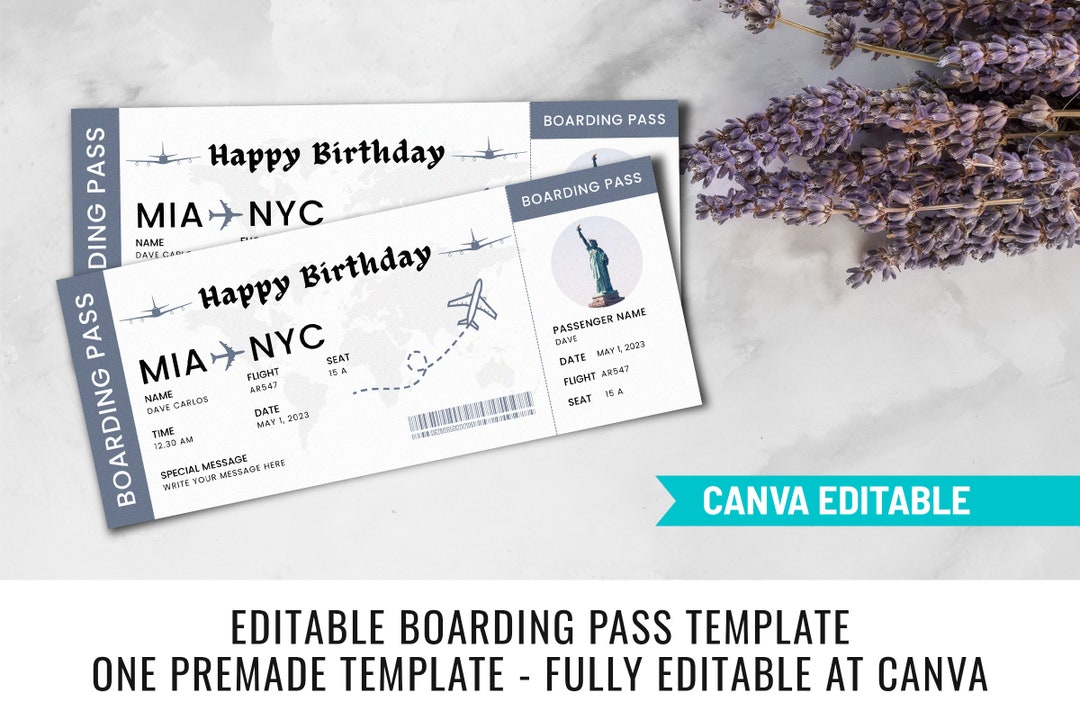 Editable Birthday Party Boarding Pass Invitation, Printable Flight ...