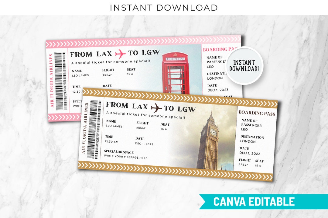 London Boarding Pass Ticketvorlage, bearbeitbare London England ...