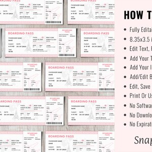 Editable Boarding Pass Template, Printable Airline Ticket, Canva ...