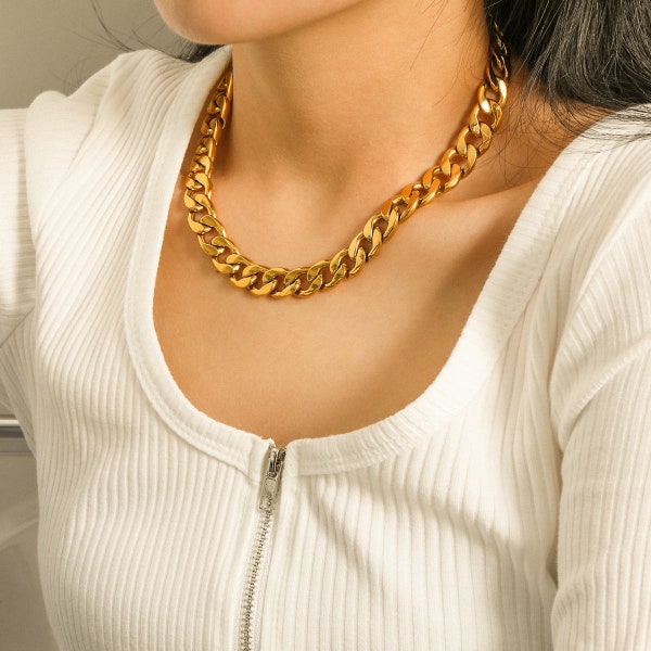 Chunky Gold Necklace - Etsy