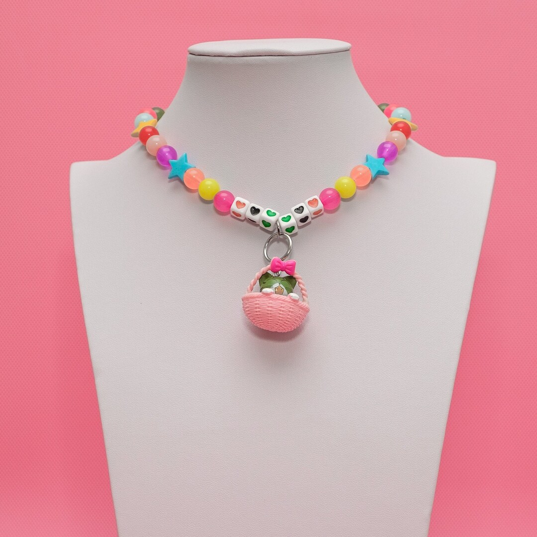 Kawaii Cat Choker, Cute Cat Necklace, Cat in a Basket, Cat in a Basket ...