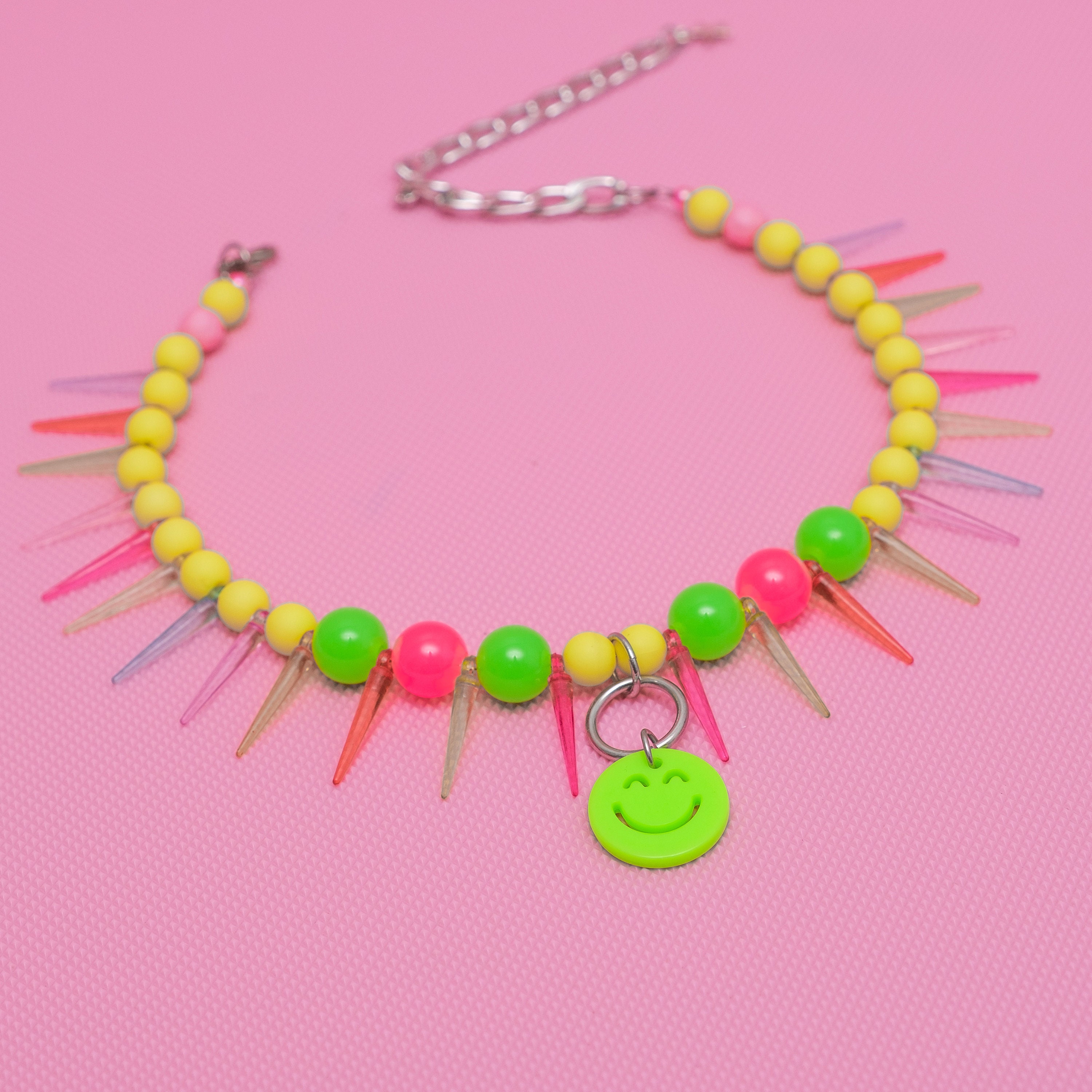 Cyber Choker Neon Choker Colourful Spikes Choker Smiley - Etsy