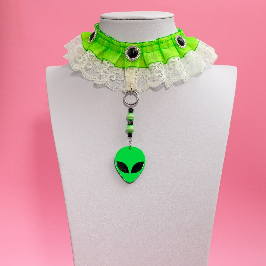 Cyber Green Choker, Neon Jewelry, Neon Green Choker, Alien Necklace ...
