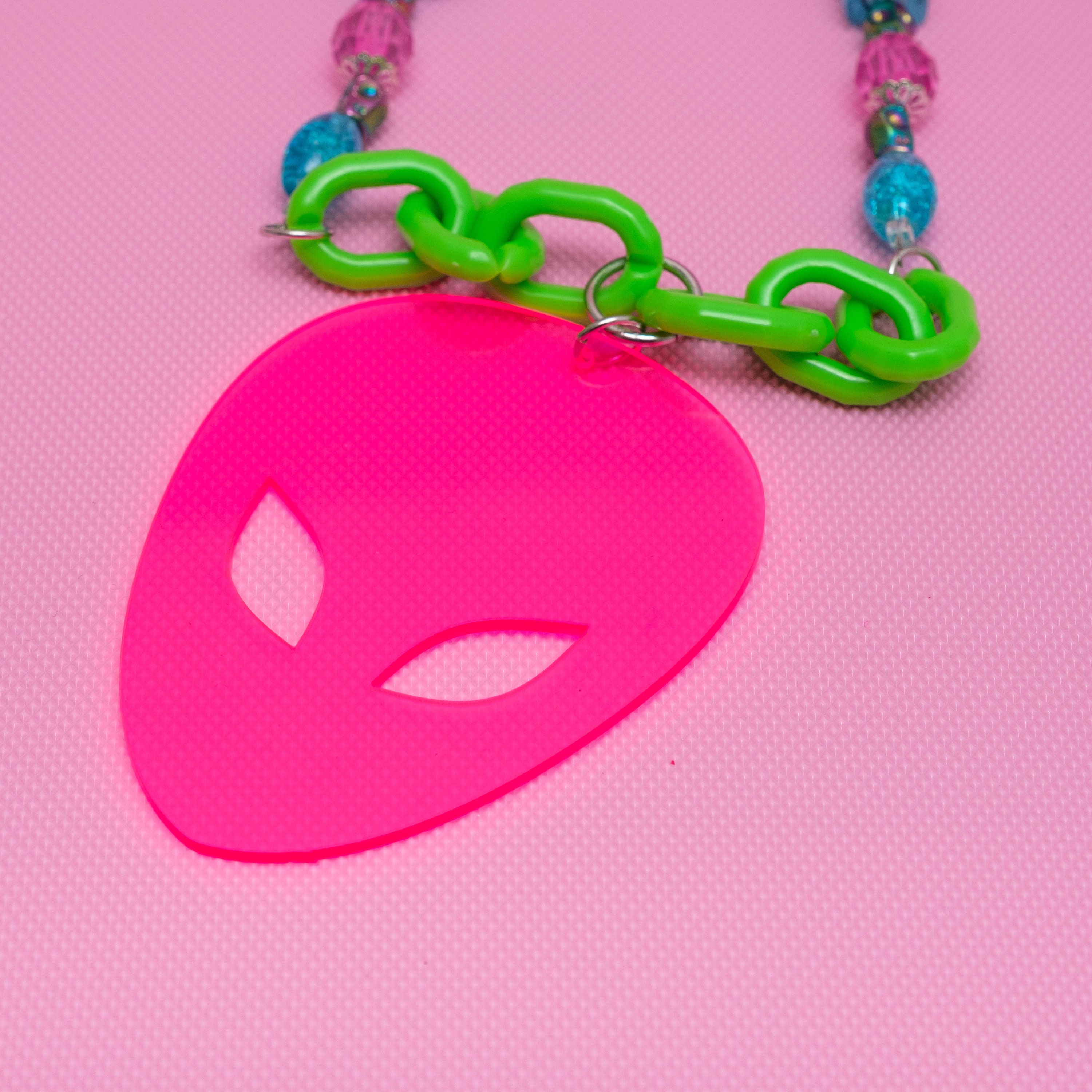 Alien Necklace Neon Jewelry Cyber Green Alien Alien | Etsy