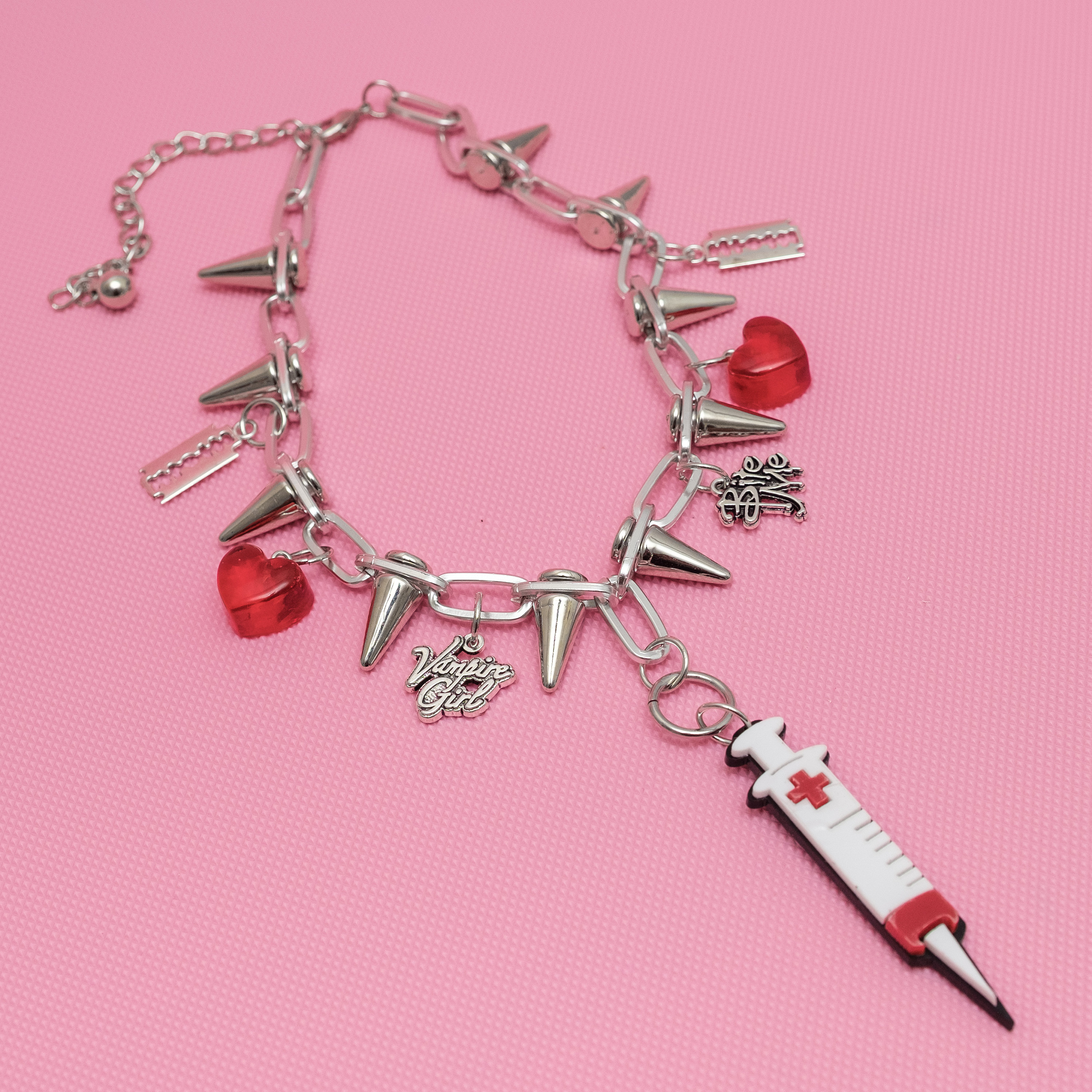 Menhera Necklace Spikes Rivets Syringe Pendant Gothic - Etsy UK