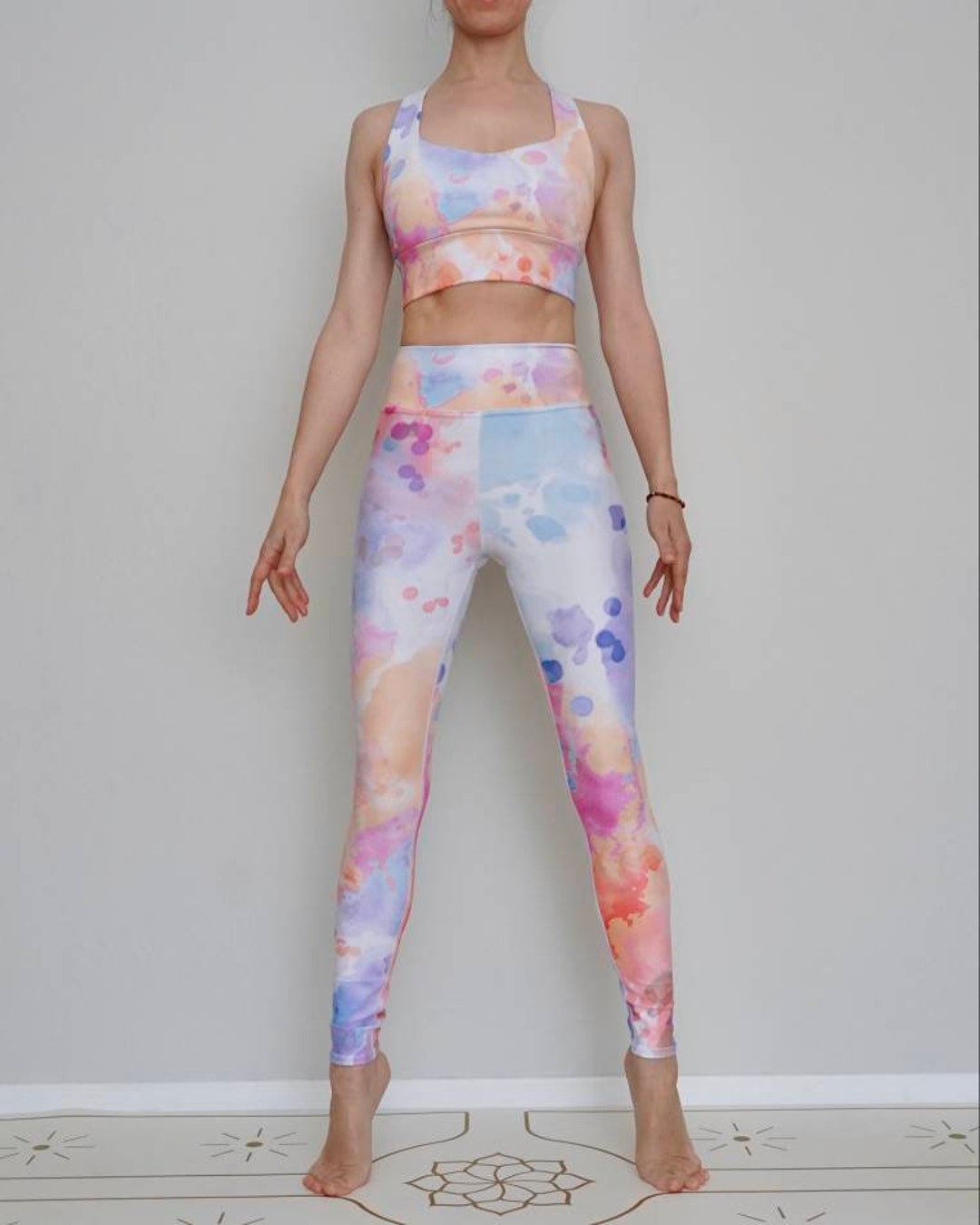 Watercolor Leggings Orange Pastel, Abstract Leggings, Colorful Leggings ...