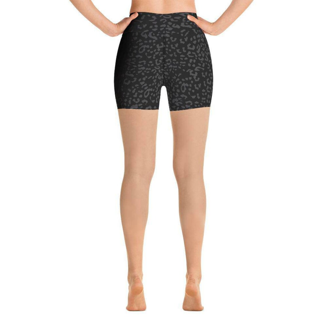 Yoga Shorts Black & Grey Leopard Activewear High Waist - Etsy