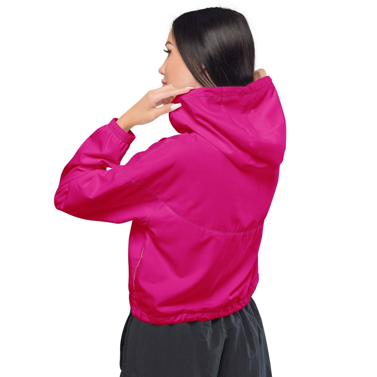 Neon Pink Windbreaker Jacket Raspberry, Hot Pink Cropped Jacket ...