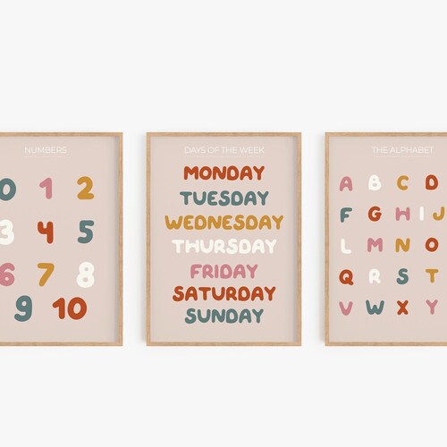 Playroom Boho Printable Set Alphabet Home School Printable - Etsy