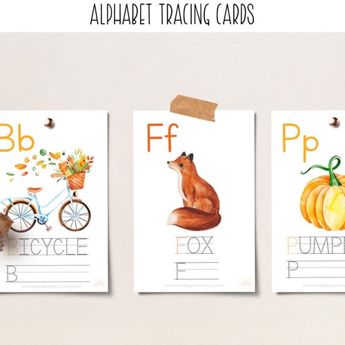 Alphabet Tracing Cards Nature Themed Alphabet Cards Instant - Etsy
