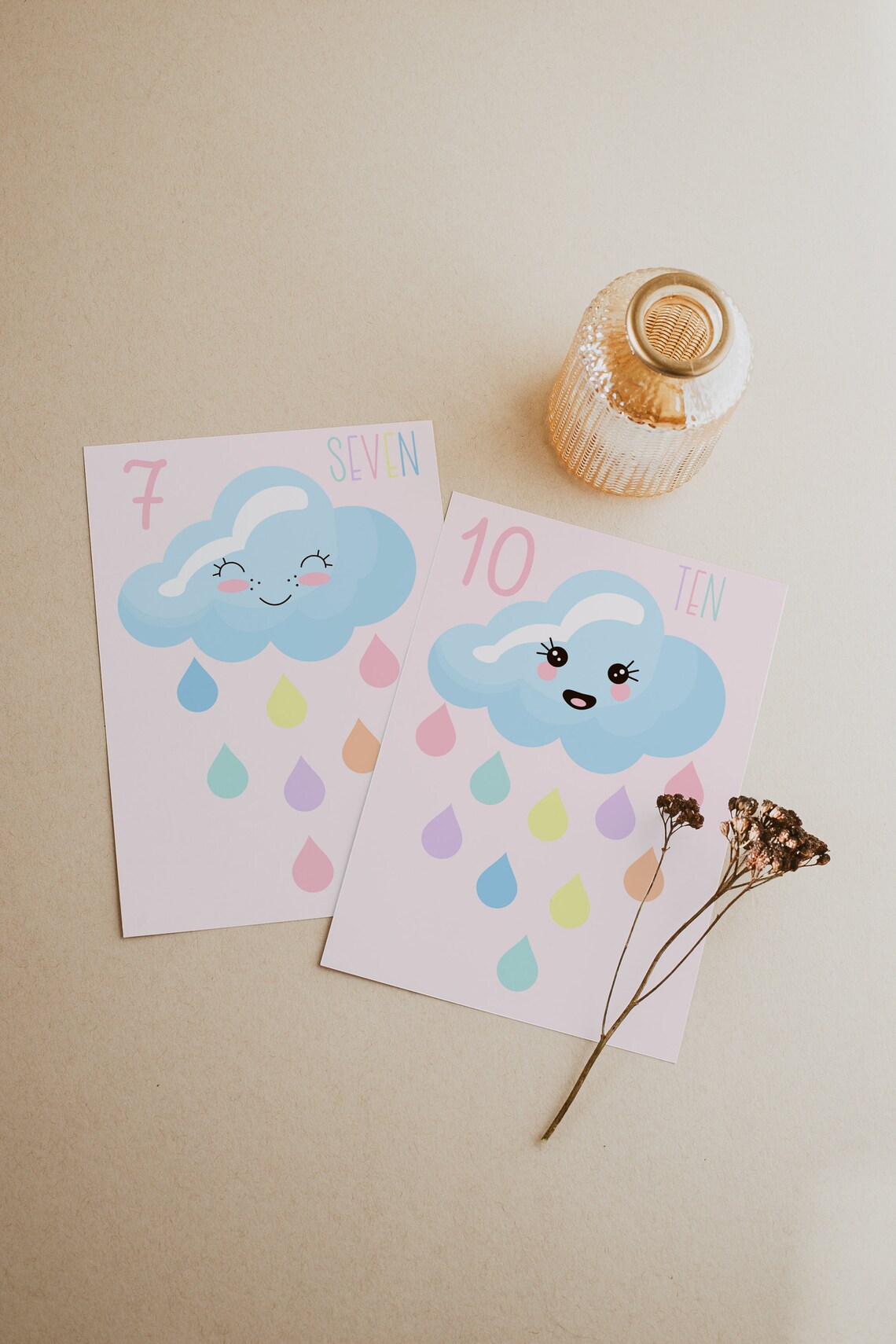 10 Pastel Number Flash Cards, Number Flashcards Printable, Home School ...