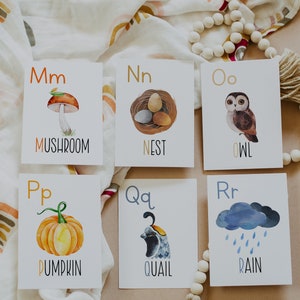 Alphabet Flashcards Set, Fall Themed Alphabet Cards, Homeschool ...