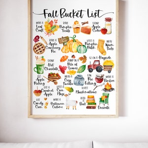 Fall Bucket List Printable Wall Art, Fall Decoration, Pumpkin Sign ...