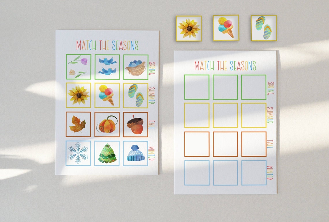 Match the Seasons Activity, Pre-k Worksheet, Worksheet, Printable ...