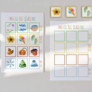 Match the Seasons Activity, Pre-k Worksheet, Worksheet, Printable ...