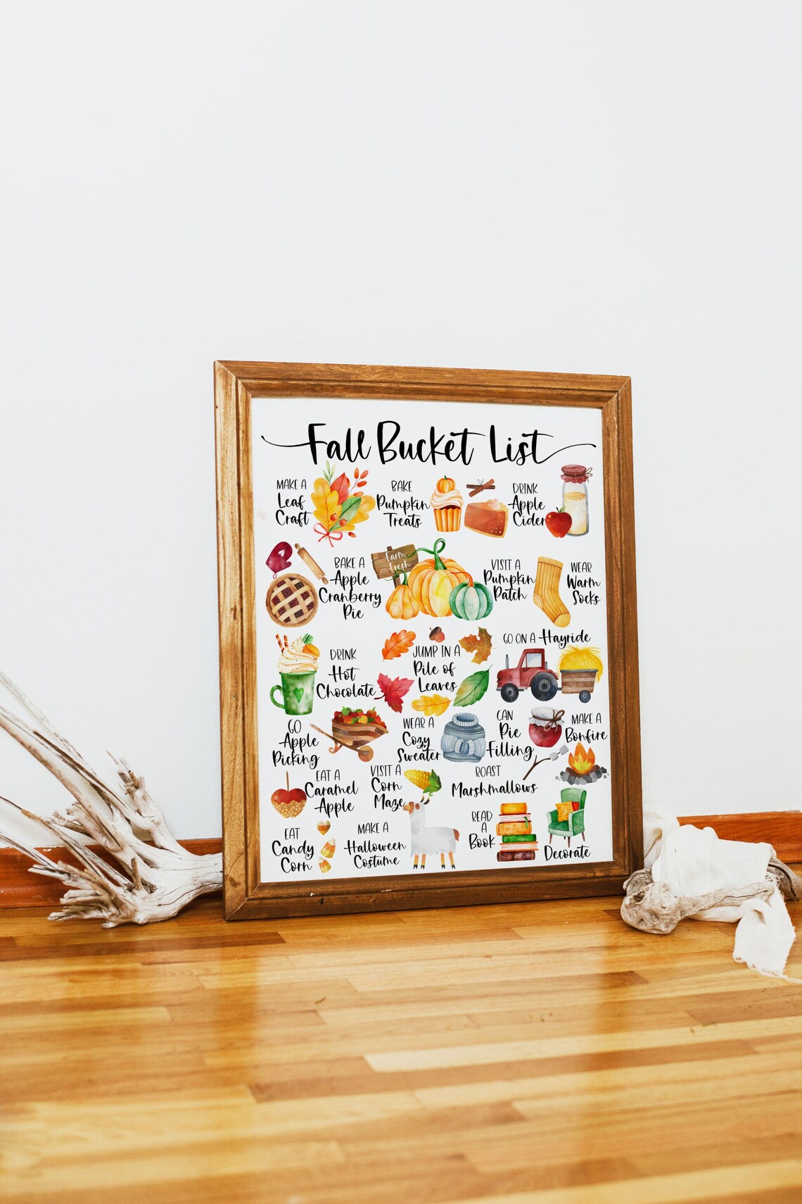 Fall Bucket List Printable Wall Art Fall Decoration Pumpkin - Etsy