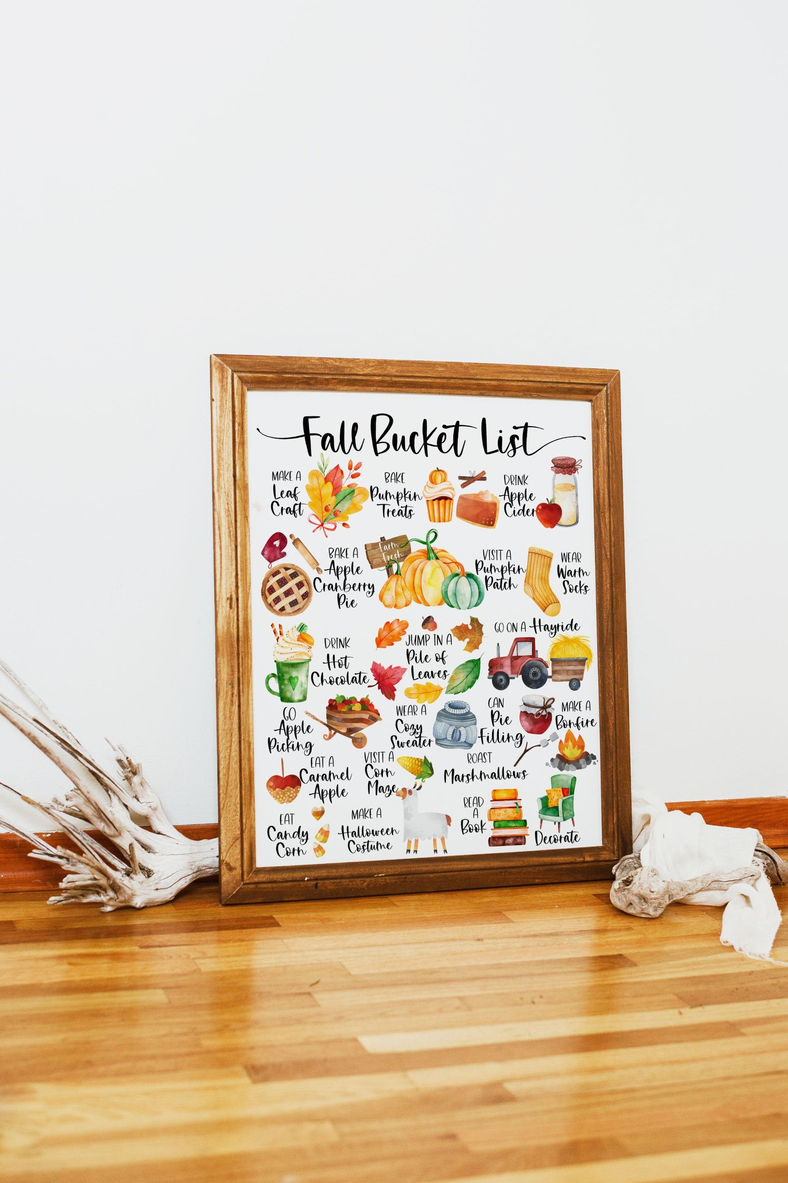 Fall Bucket List Printable Wall Art, Fall Decoration, Pumpkin Sign ...