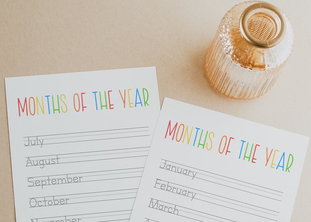 Homeschool Tracing Sheets, Months of the Year Tracing Sheets, Preschool ...