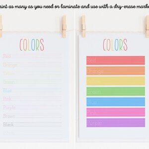 4 Home School Tracing Sheets, Learn the Colors Tracing Sheets ...