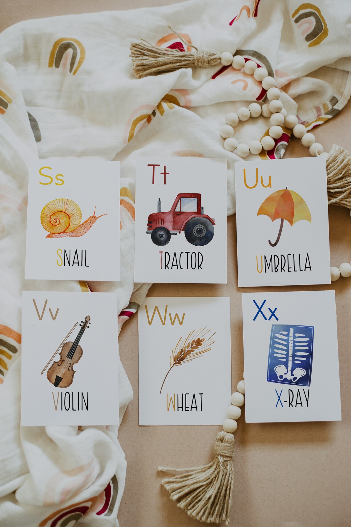 Alphabet Flashcards Set Fall Themed Alphabet Cards - Etsy