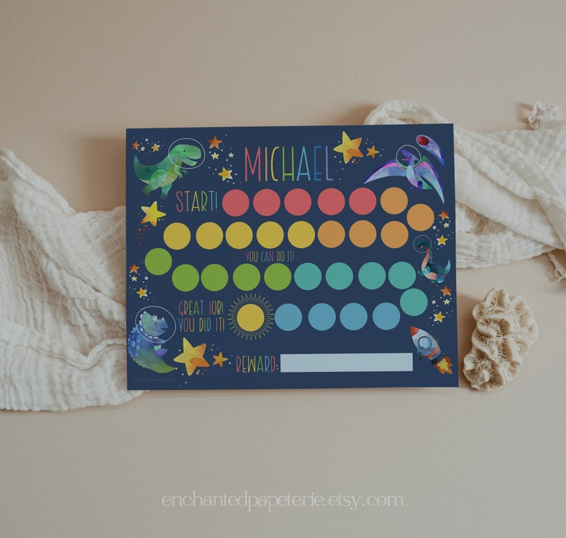 Dinosaur Reward Chart Simple Kids Reward Chart Behavior - Etsy