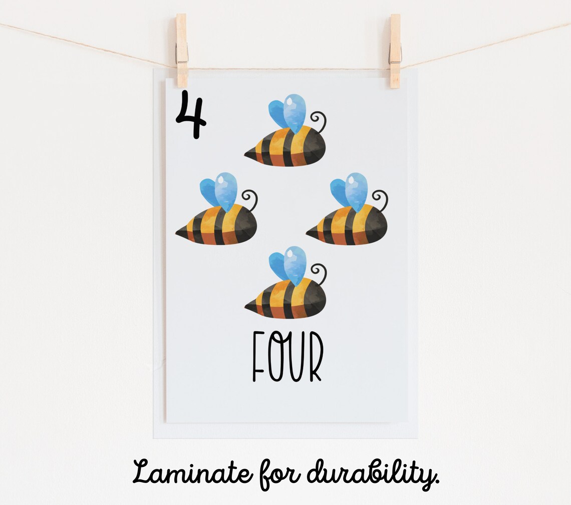 Bee Number Cards Honeybee Number Printable Home School - Etsy