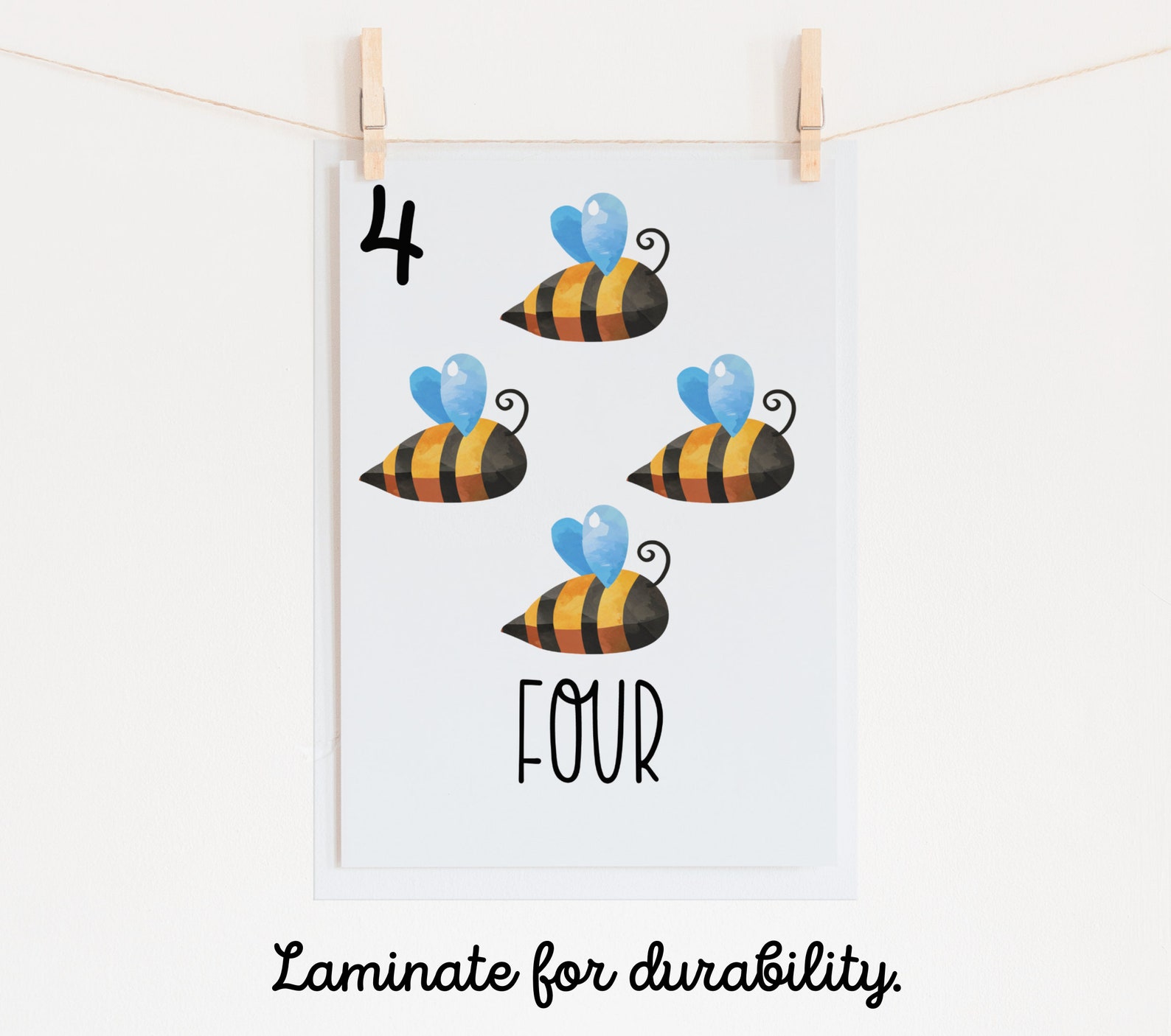 Bee Number Cards Honeybee Number Printable Home School - Etsy