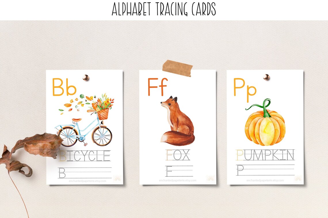 Alphabet Tracing Cards, Nature Themed Alphabet Cards, Instant Download ...
