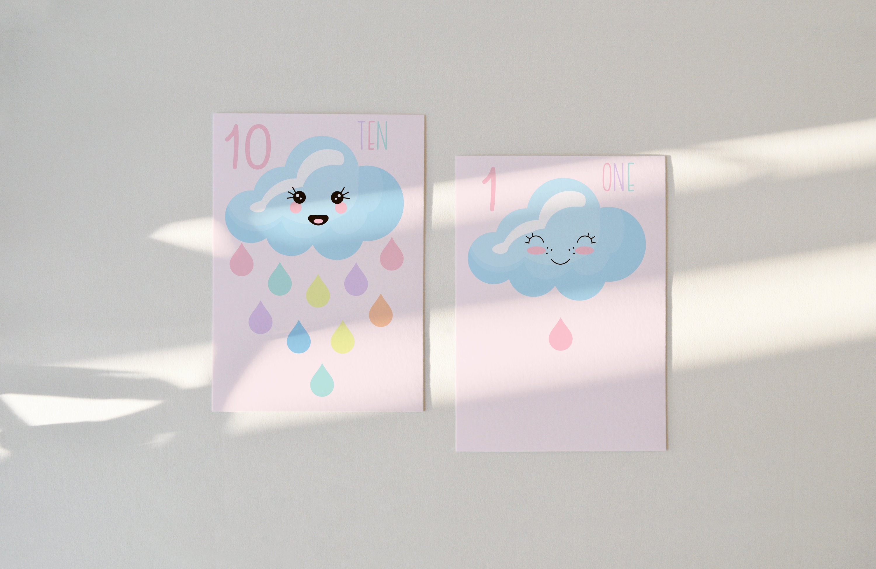 10 Pastel Number Flash Cards, Number Flashcards Printable, Home School ...