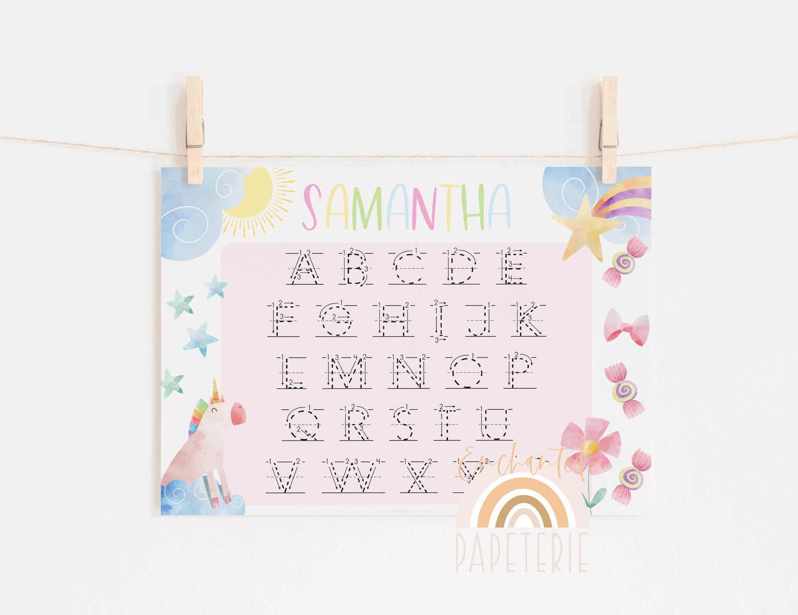 Alphabet Tracing Sheet, Unicorn Tracing Sheet, Homeschool Tracing Sheet ...